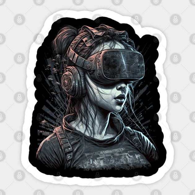 Cyberpunk Vr Girl Cyberpunk Sticker Teepublic 